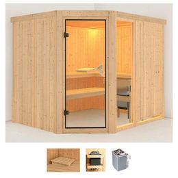 Karibu Sauna &raquo;Frigga 3&laquo; Set, Ofen 9 kW integr. Strg beige Saunaofen, integrierte Steuerung, 9 kW