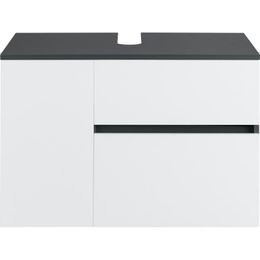 Home Affaire Waschbeckenunterschrank &raquo;Wisla&laquo; f&uuml;r Wandmontage, Siphonausschnitt, Push-to-open-Funktion, Breite 80 cm grau Holzwerkstoff anthrazit, B/H/