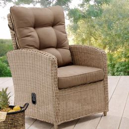 Destiny Loungesessel &raquo;MERANO&laquo; Aluminium, Polyrattan, inkl. Auflagen, mit R&uuml;ckteilverstellung grau Obermaterial: 100% Polyester. F&uuml;llung: 100% Polyurethan B/H/