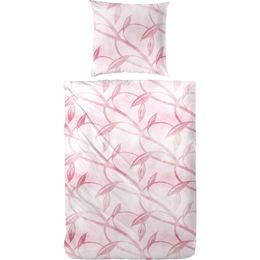 Primera Bettw&auml;sche &raquo;Alwina&laquo; 2 Stk. mit Ranken rosa Feinflanell, Obermaterial: 100% Baumwolle B/L: 155cm x 220cm, 1 Stk., 1 Stk., Feinflanell, B/L: 80cm x 80cm