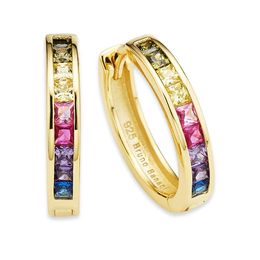Bruno Banani Damen Paar Creolen &raquo;Schmuck Geschenk Silber 925 Ohrschmuck Ohrringe Regenbogen&laquo; mit Zirkonia (synth.) gold 18,1mm, Silber 925 (