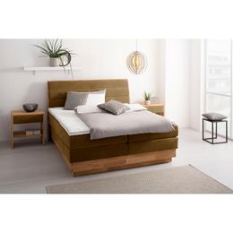OTTO home Boxspringbett &raquo;Jenna&laquo; ohne LED-Beleuchtung, mit zertifizierten, recycelten Bezugsstoffen braun Polyester Struktur (recyceltes Polyester) 