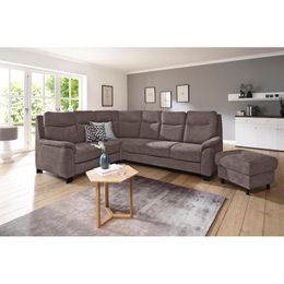 OTTO home Ecksofa &raquo;Boccaccio L-Form&laquo; mit Federkern, incl. Kopfteilverstellung, wahlweise Schlaffunktion grau Struktur weich (90% Polyester / 10% 