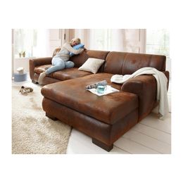 Home Affaire Ecksofa &raquo;Nika zeitlos und elegant, L-Form&laquo; wahlweise mit Bettfunktion, auch in Cord braun Primabelle-Microfaser (100% Polyester);Struktur