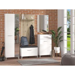 Home Affaire Garderoben-Set &raquo;Como&laquo; Komplett-Set wei&szlig; Glas, Hartfaserplatte, Holzwerkstoff, MDF, Metall B/H/T: 190,5cmcm x 195cmcm x 35cmcm