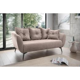 Home Affaire 2,5-Sitzer &raquo;Baggio, Breite 196 cm zeitlos & elegant, bequem&laquo; schwarze Metallf&uuml;&szlig;e beige 100% Polyester B/H/T: 196cm x 94cm x 103cm, 