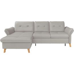 Sit & More sit&more Ecksofa &raquo;G&ouml;teborg&laquo; Sitztiefenverstellung und Federkern, wahlweise mit Bettfunktion grau B/H/T: 268cm x 90cm x 176cm, NaturLEDER Stoff, 