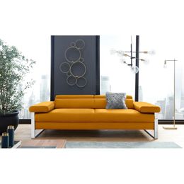W.Schillig 2-Sitzer &raquo;finn&laquo; German Design Award 2016, Fu&szlig;gestell Chrom gl&auml;nzend, Breite 230 cm gelb Flachgewebe S22 (100% Polyester);Stoff S37 (100% 