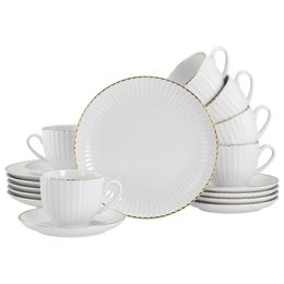 Creatable Kaffeeservice &raquo;Allegra Goldband, Service 18-tlg.&laquo; Klassisch, Elegant, Von Hand gemalter Goldrand Porzellan 18