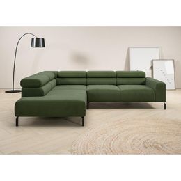 Home Affaire Ecksofa &raquo;Antonelli, L-Form, inkl. Kopfteilverstellung, Breite 276 cm&laquo; mit elektrischer Sitztiefenverstellung, in Feincord, oliv gr&uuml;n 95% 