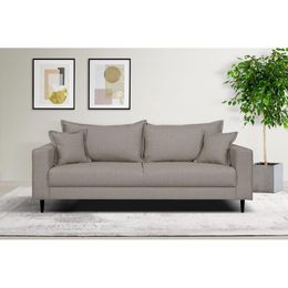 Home Affaire 3-Sitzer &raquo;VEYRAS, hoher Sitzkomfort, Ma&szlig;e B/T/H: 212/84/76 cm&laquo; mit Wellenunterfederung, incl. R&uuml;ckenkissen und Zierkissen grau 100% 