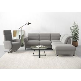Sit & More sit&more Ecksofa &raquo;Grenoble L-Form mit Federkern&laquo; wahlweise mit Schlaffunktion, Bettkasten, Arm- und Kopfteilverstellung grau B/H/T: 247cm x 85cm x 