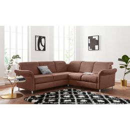 Sit & More sit&more Ecksofa &raquo;Darwin L-Form&laquo; inklusive Federkern, wahlweise mit Kopfteilverstellung, Schlaffunktion braun B/H/T: 249cm x 83cm x 229cm, Flachgewebe