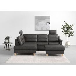 Sit & More sit&more Ecksofa &raquo;Far&ouml; L-Form&laquo; inklusive Federkern, wahlweise mit Schlaffunktion und Bettkasten grau B/H/T: 251cm x 90cm x 187cm, Microfaser, Ottomane