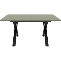M&auml;usbacher Esstisch Esstisch ausziehbar auf 210 cm, eckige Tischform, Gestell X-Form gr&uuml;n B/H/T: 210cm x 75cm x 90cm, Synchronauszug
