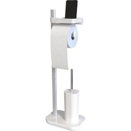 Bischof WC-Garnitur &raquo;Stena&laquo; aus Aluminium Kunststoff WC-Komplettsystem, Alu-Kunststoff, Ablage, TPE-B&uuml;rste, beschwert wei&szlig; Aluminium, Kunststoff Einheitsgr&ouml;&szlig;e