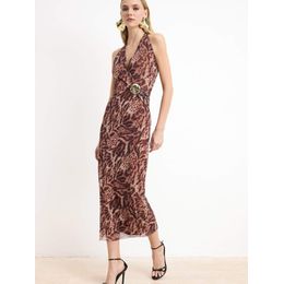 Trendyol Kleid Damen Gr&ouml;&szlig;e 36 beige / rostbraun / dunkelbraun Sommerkleid