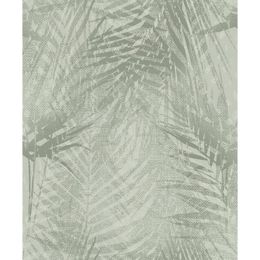 Art for the home Vliestapete &raquo;Palme&laquo; botanisch gepr&auml;gt Gr&uuml;n - 10m x 53 cm gr&uuml;n Vlies B/L: 0,52m x 10m