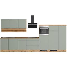 KOCHSTATION K&uuml;chenzeile &raquo;KS-Virginia,neu in verbesserter Ausf&uuml;hrung&laquo; Arbeitsplatte 38 mm stark, Stauraum, Softclose, Breite 410 cm, Softclose, 
