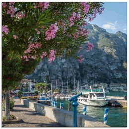 Artland Glasbild &raquo;Gardasee Hafen Limone sul Garda II&laquo; Europa 1 Stk. tlg. in verschiedenen Gr&ouml;&szlig;en bunt B/H/T: 50cm x 50cm, Glasbild Europa quadratisch, 1 Stk.