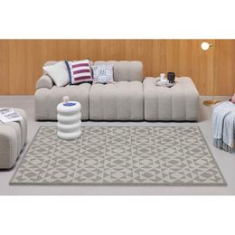 Wecon Home Teppich &raquo;Downtown&laquo; rechteckig 10 mm H&ouml;he handgefertigt, pflegeleicht, Fasermix, Wohnzimmer, Schlafzimmer grau Schurwolle B : 140cm 1 Stk., 