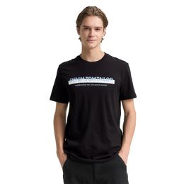 Tom Tailor Denim Herren Tom Tailor Denim Rundhalsshirt mit Logofrontprint schwarz XL