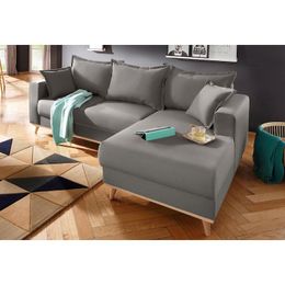 Home Affaire Ecksofa &raquo;Edina L-Form&laquo; auch in Baumwollmix-Bezug, im skandinavischem Stol grau Webstoff (100% Polyester);Baumwollmix (50% Baumwolle, 50% 