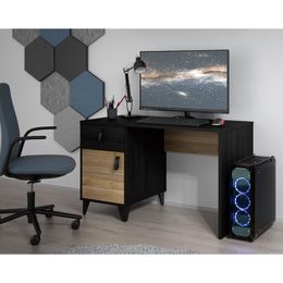 FORTE Schreibtisch &raquo;Lya&laquo; Schreibtisch, Metallf&uuml;&szlig;e, Griffschlaufen, trendiges Design schwarz B/H/T: 120cm x 73,4cm x 2,2cm