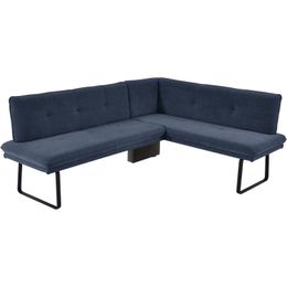 K+w Komfort & Wohnen K+W Komfort & Wohnen Eckbank 1 Stk. tlg. Polstereckbank in Spitzkissenoptik, Sitz und R&uuml;cken gesteppt blau B/H/T: 207cm x 87cm x 157cm, Flachgewebe 