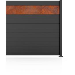 STAKET PRO Gartenzaun &raquo;Anbauzaun Paneel 150&laquo; LxH: 184,2x187 cm, 1 Element &aacute; 180 cm Breite + Cortenstahl schwarz Aluminium, Glas H/L: 180cm x 1,84m, 