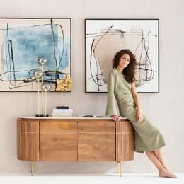 KARE Bild mit Rahmen &raquo;Gerahmtes Bild Dust Blau&laquo; blau B/H/T: 100cm x 100cm x 4,5cm