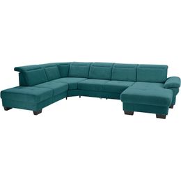 OTTO home Wohnlandschaft &raquo;Cornwall U-Form&laquo; inkl. Sitztiefenverstellung, wahlweise mit Schlaffunktion blau Struktur fein (100% Polyester);Luxus-