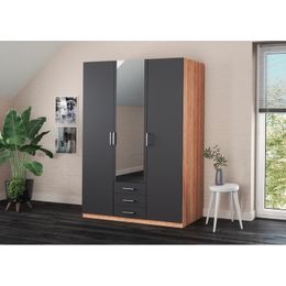 Priess Kleiderschrank &raquo;Amsterdam, viel Stauraum durch viele Schubk&auml;sten, Spiegelt&uuml;ren&laquo; Optional mit LED-Beleuchtung, Made in Germany schwarz 
