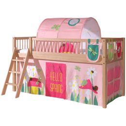 Vipack Spielbett &raquo;Forrest, Absturzschutz mit Sprossen-Optik, Pfostenst&auml;rken ca. 50x50mm&laquo; Buche natur lackiert, stabil und hochwertig gebaut, inkl. Lattenrost