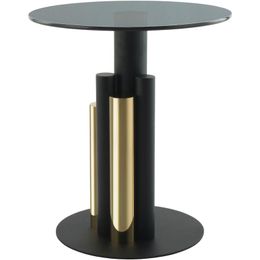 Kayoom Beistelltisch &raquo;Ontario 225, Runde Glasplatte aus Sicherheitsglas, 100% Edelstahl&laquo; 1 Stk. tlg. Modernes Design, zweifarbiges S&auml;ulengestell, Eyecatcher 