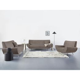 Home Affaire Polstergarnitur &raquo;Saltare elegant & komfortabel,, 3-2-1, bequem, Designfu&szlig;&laquo; 3 Stk. tlg. braun 100% Polyester B/H/T: 78cm x 82cm, Webstoff