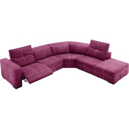 Egoitaliano Ecksofa &raquo;Sauvanne, Designsofa der Extraklasse, elegant und bequem, L-Form&laquo; wahlweise mit elektrischer Relaxfunktion, Kopfteilverstellung pink B/H/T: 