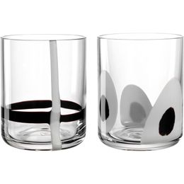 Leonardo Gl&auml;ser-Set &raquo;Trinkglas BANDA NERA, 300 ml, 2er-Set&laquo; mit wei&szlig;en und schwarzen Dekor transparent Glas &Oslash; 8cm x 9cm, 300ml, 2 Stk.