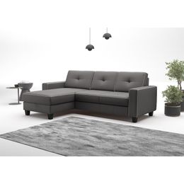 OTTO home Ecksofa &raquo;Varese&laquo; wahlweise mit Schlaffunktion und Bettkasten grau B/H/T: 239cm x 91cm x 164cm, NaturLEDER , Recamiere links, ohne 