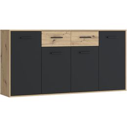 FORTE Sideboard &raquo;Sideboard, verschiedene Dekore, Schubk&auml;sten&laquo; schwarz Spanplatte B/H/T: 162,3cm x 81,7cm x 34,2cm, 2 Stk., 4 Stk.