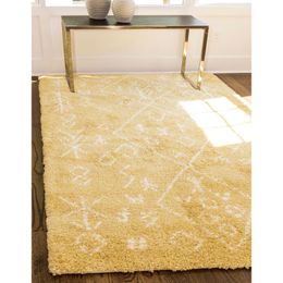 MyFlair Hochflor-Teppich &raquo;Temara Shag, LAGERR&Auml;UMUNG&laquo; rechteckig 51 mm H&ouml;he gewebt, Scandi Design, ideal im Wohnzimmer & Schlafzimmer gelb Polypropylen (PP) B 