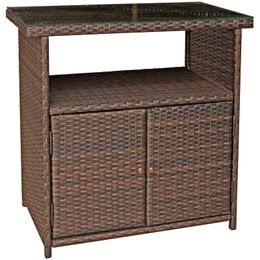 Garden Pleasure Gartentisch &raquo;PADUA&laquo; auch als Sideboard nutzbar braun Polyethylen;Aluminium;Kunststoffgeflecht;Glas B/H/T: 50cm x 84cm x 90cm