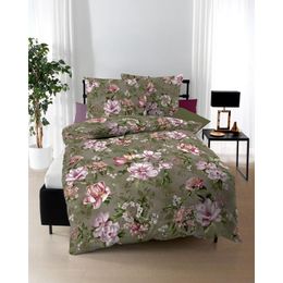Kaeppel Bettw&auml;sche &raquo;Magnolia&laquo; 2 Stk. gr&uuml;n Feinbiber, Obermaterial: 100% Baumwolle B/L: 155cm x 220cm, Feinbiber, B/L: 80cm x 80cm, 2 Stk.