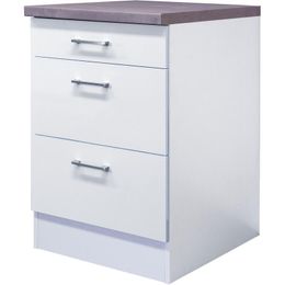 Flex-Well Unterschrank &raquo;Lucca&laquo; (B x H x T) 60 x 85/86 x 60 cm, mit praktischen Ausz&uuml;gen wei&szlig; Holzwerkstoff Wei&szlig;, B/H/T: 60cm x 85cm x 60cm, Schubladen: 1 Stk.