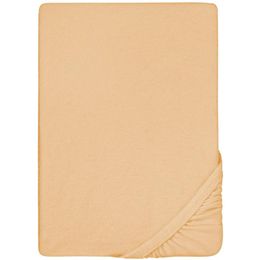 Biberna Spannbettlaken &raquo;Pepe&laquo; weicher Frottee-Stretch orange Frottee, Obermaterial: 80% Baumwolle, 20% Polyester B/L: 200cm, 1 Stk., Frottee, 140-160x200 22cm