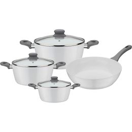 GSW Topf-Set &raquo;Fiona&laquo; Set, je 1 Kochtopf &Oslash; 16/20/24 cm, 1x Schmorpfanne &Oslash; 24 cm, 7 Stk. tlg. Aluminium wei&szlig; 2,3 l