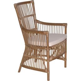 HOFMANN LIVING AND MORE Esszimmersessel Inklusive Sitzkissen, 1 Stk. tlg. Handgeflochten, mit und ohne Sitzkissen lieferbar braun Bezug 100% Polyester