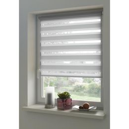 Gardinia Doppelrollo &raquo;Duo Klemmrollo&laquo; Lichtschutz Sichtschutz ohne Bohren freih&auml;ngend vormontiert auf Montageschiene grau Polyester 210cm, einseitig 