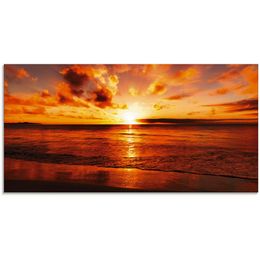 Artland Glasbild &raquo;Sch&ouml;ner Sonnenuntergang Strand&laquo; Gew&auml;sser 1 Stk. tlg. in verschiedenen Gr&ouml;&szlig;en orange B/H/T: 60cm x 30cm, Glasbild Gew&auml;sser, 1 Stk.