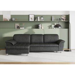 DOMO collection Ecksofa &raquo;FRANZI 278x170x81 cm, Steppung im Sitzbereich, L-Form&laquo; wahlweise mit Bettfunktion, Bettkasten und Kopfteilverstellung grau 